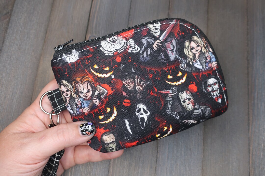 Wristlet Curved Wallet Small Horror Movie Icons Ready to Ship - Etsy