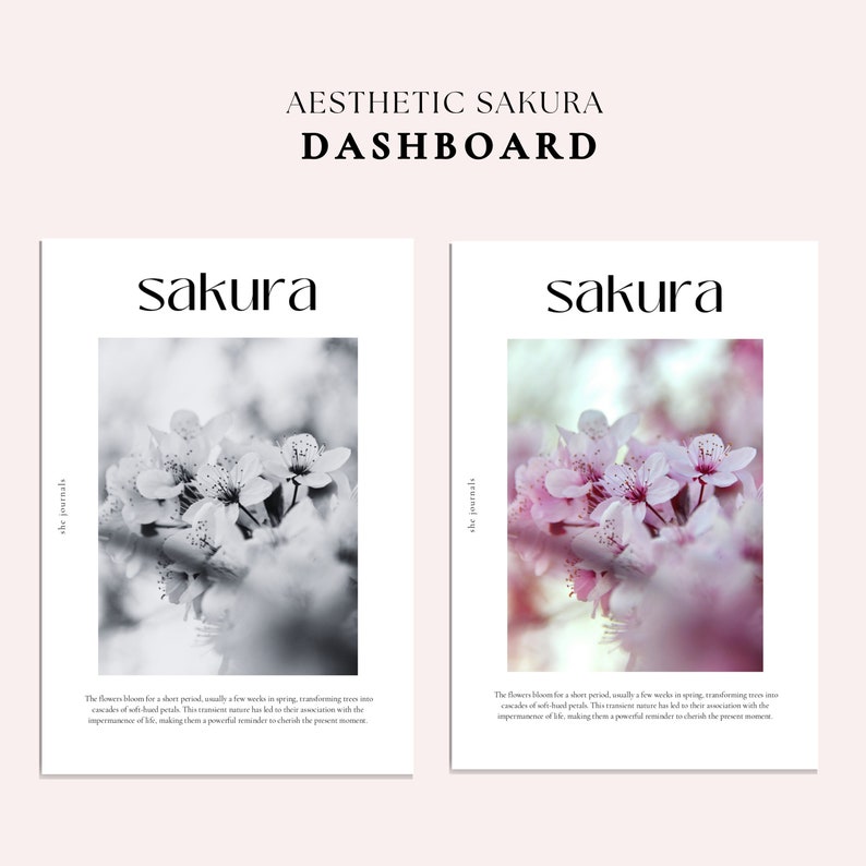 Sakura Printable Dashboard, Printable Dashboard Planner, Minimal ...