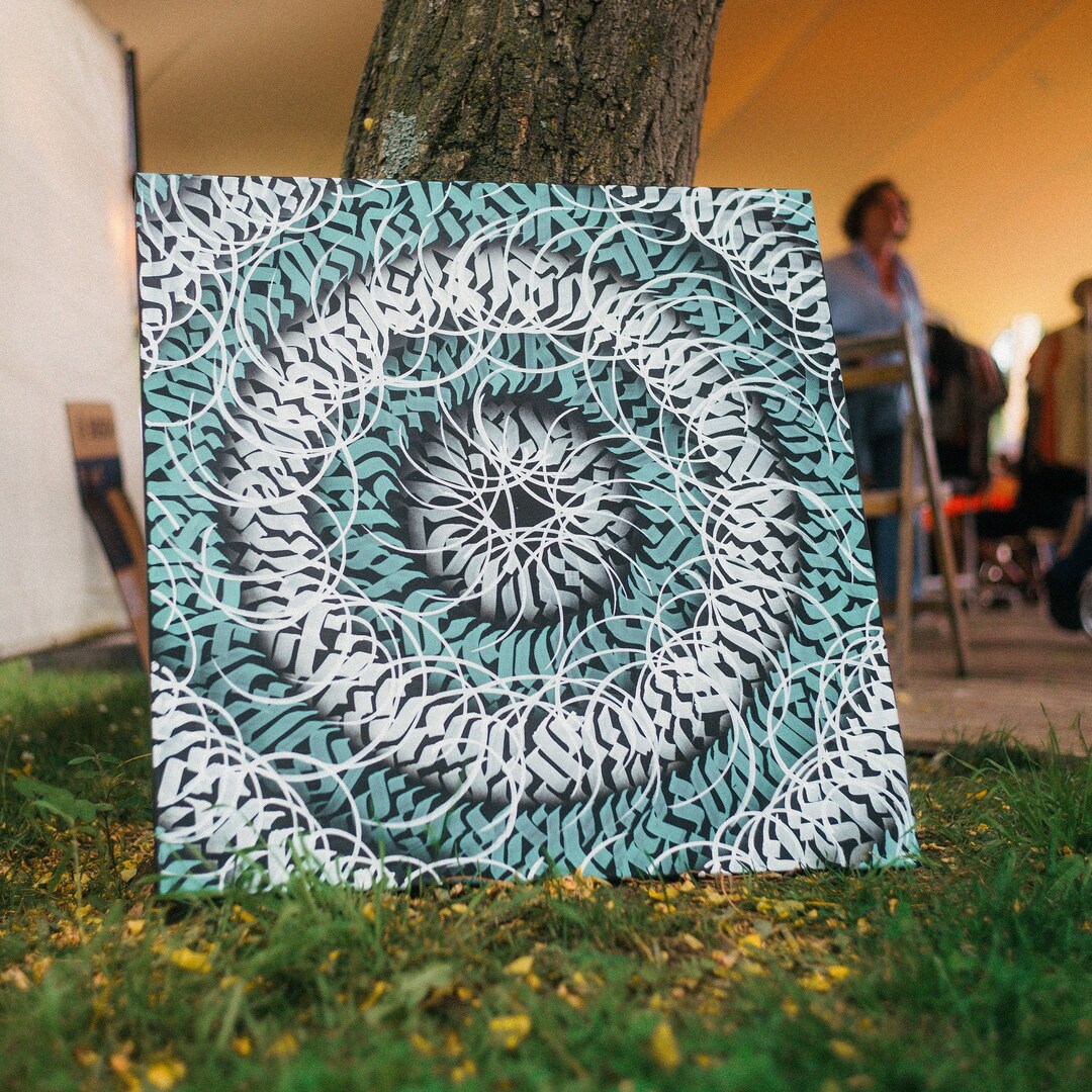 Calligram Painting Turquoise Calligraphy - Etsy