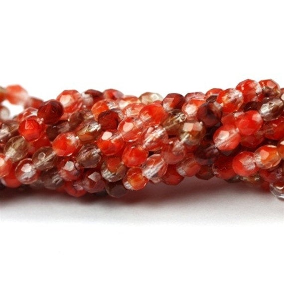 Czech Glass Beads Fire Polished Faceted Rounds 3mm Hurricane | Etsy