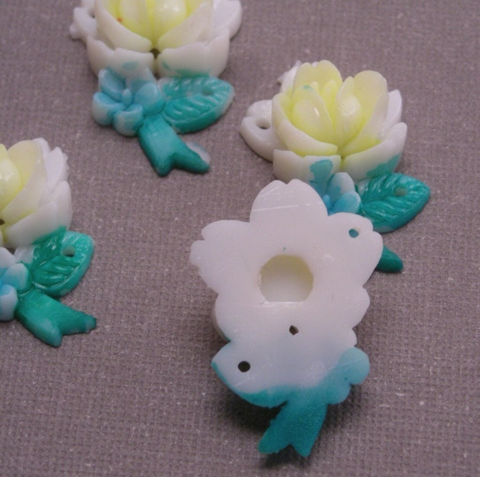 Vintage Japan Plastic Rose With Stem Cabochons Yellow Green - Etsy