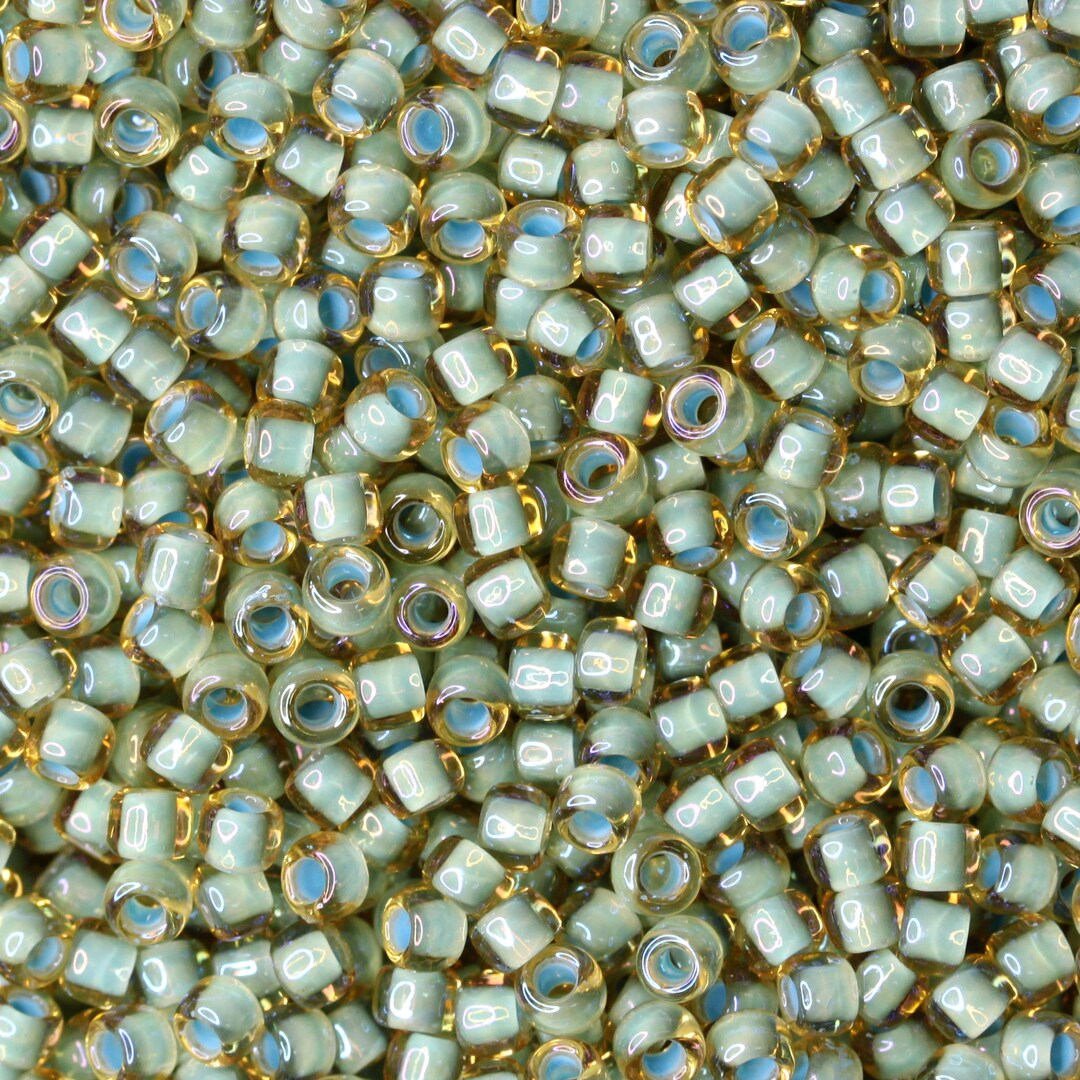 8/0 TOHO Round Glass Seed Beads Inside Color Rainbow Light Topaz Sea ...