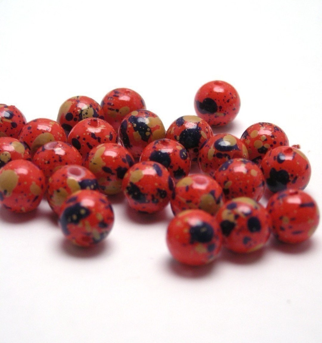 Vintage Plastic Paint Splatter Beads Red 6mm Round (50) VPB157 - Etsy