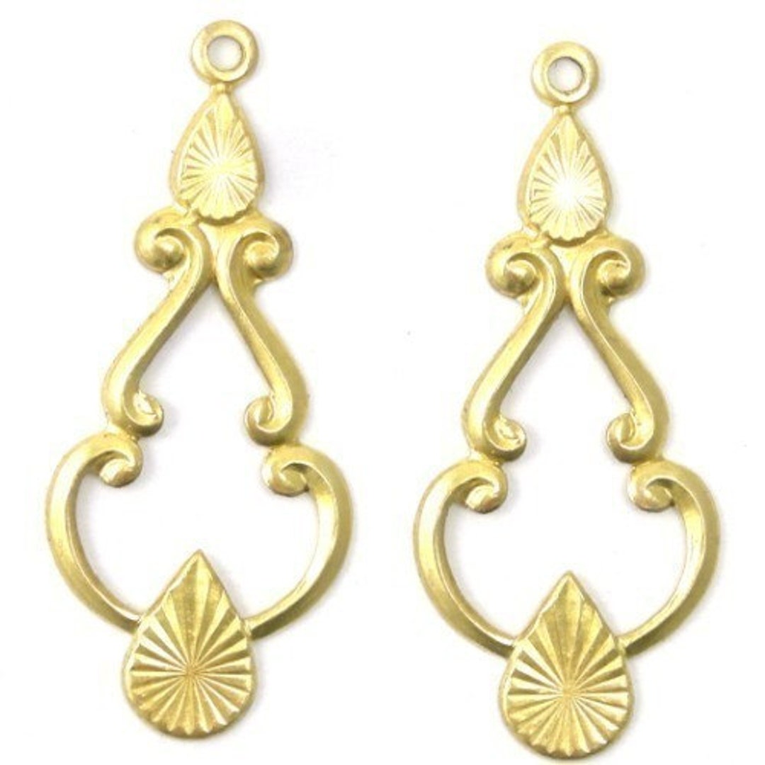 Ornate Decorative Drop Stamping Charms Pendant Raw Brass (6) CP018 - Etsy