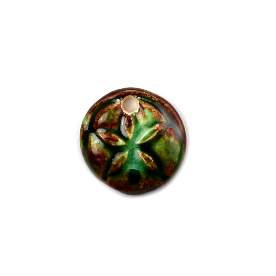 Ceramic Sand Dollar Sea Life Handmade Pendant or Charm Woodland Fantasy ...
