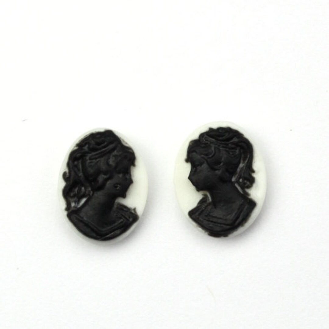Plastic Cameos Lady Left & Right Facing 10x8mm White / Black (6) IC111 ...