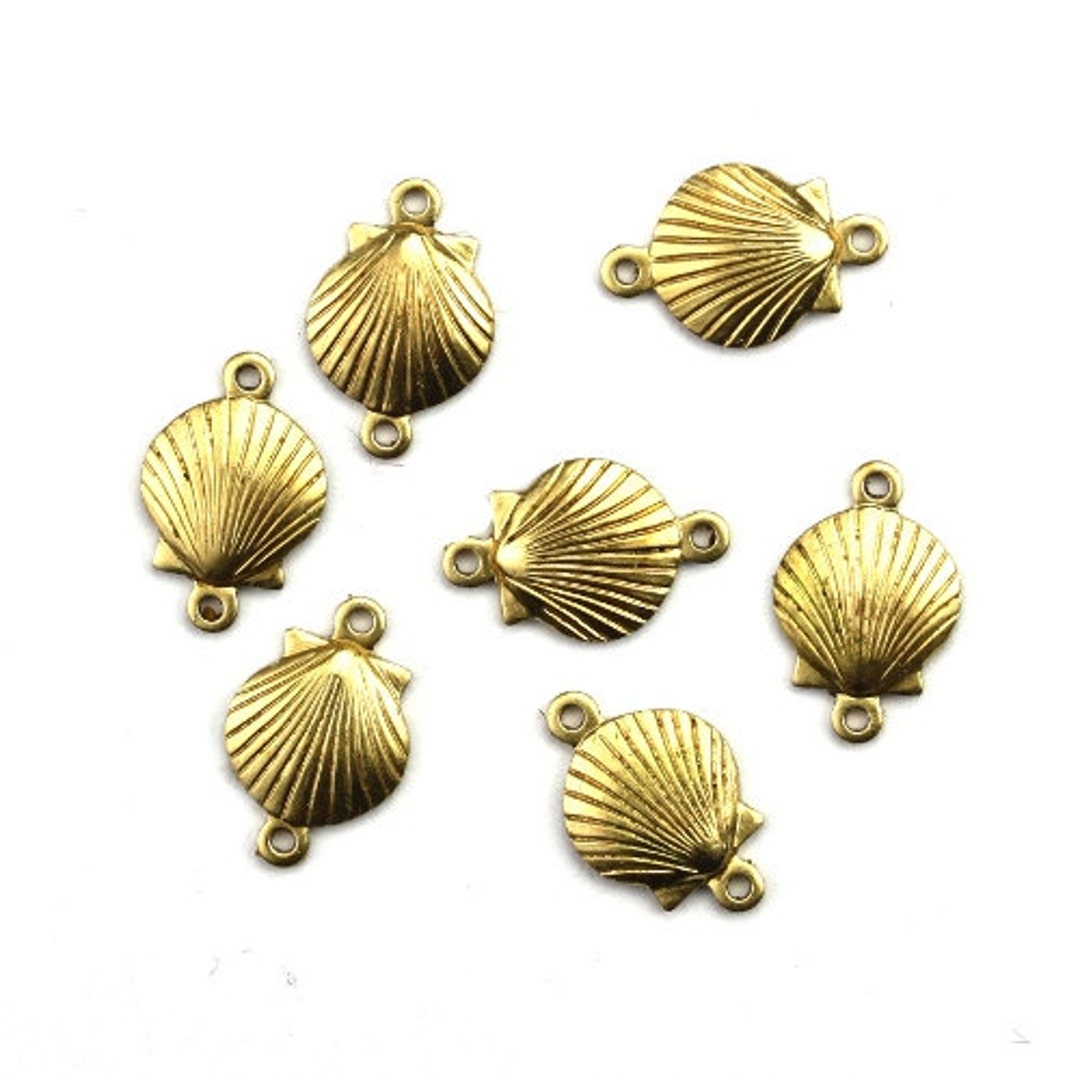 Seashell Small Shell Charm Connectors Small Raw Brass (6) CP224 - Etsy