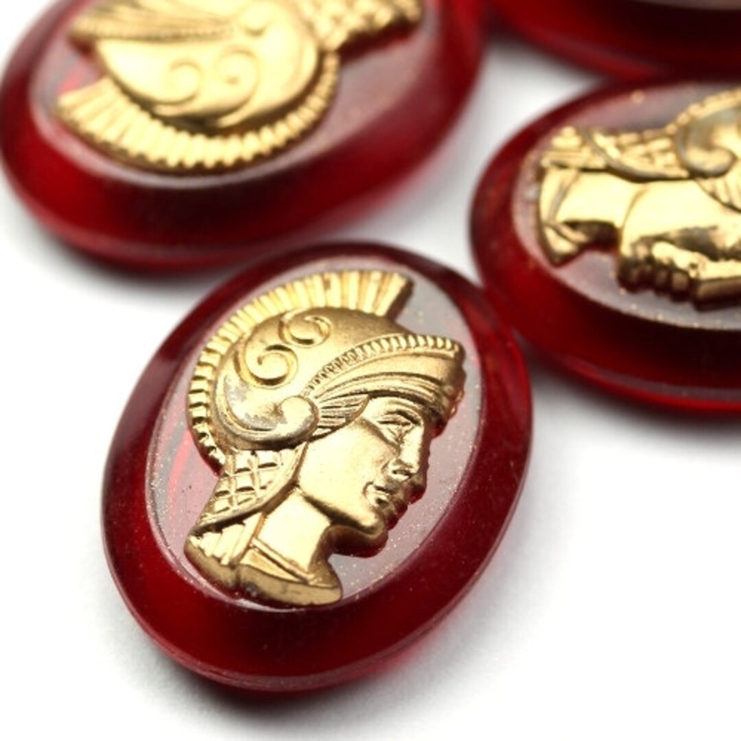 Vintage Plastic Cameo Warrior 20x15mm Gold and Red (4) VIC395 - Etsy