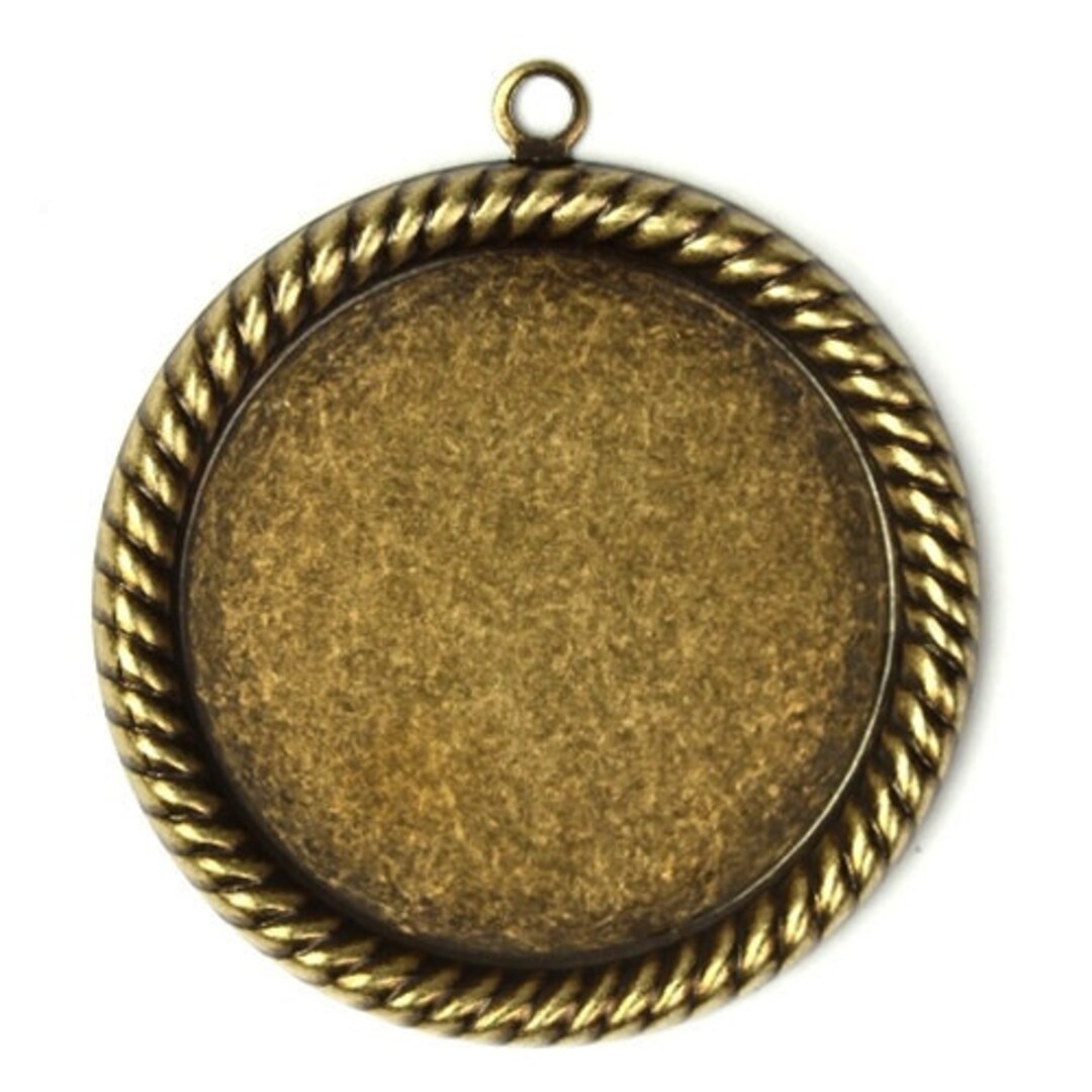 Settings 25mm Rope Edge Top Loop Brass Ox Cabochon Bezel (2) FI422 - Etsy