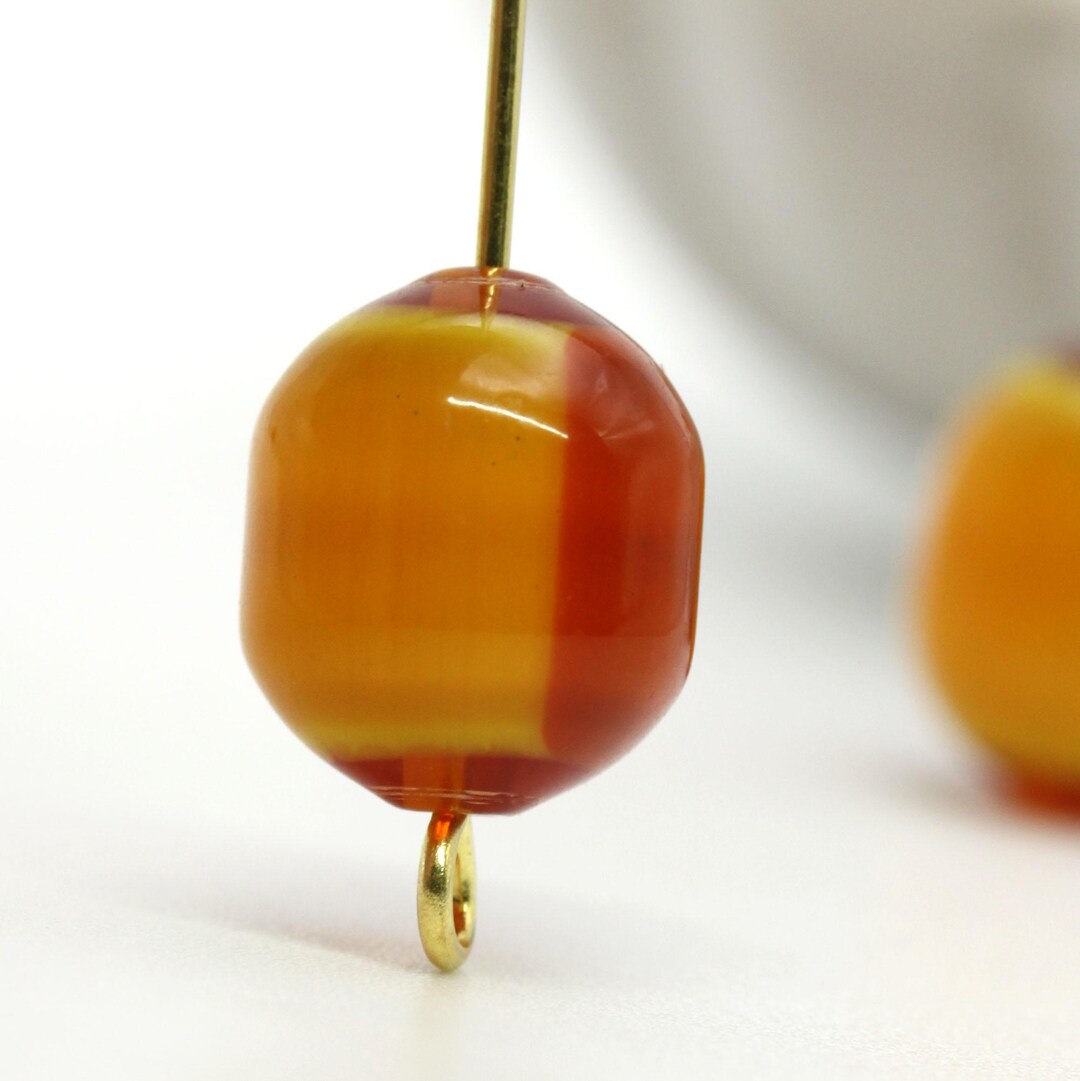 Vintage Lucite Beads Barrel Oval Tube Opaque Yellow Brown Topaz Two ...