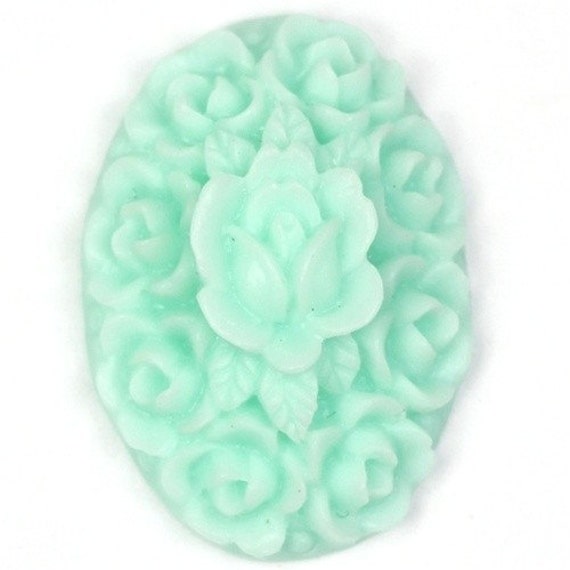 Flower Cabochon Plastic Floral Cluster 21x15mm Oval Aqua 6 | Etsy