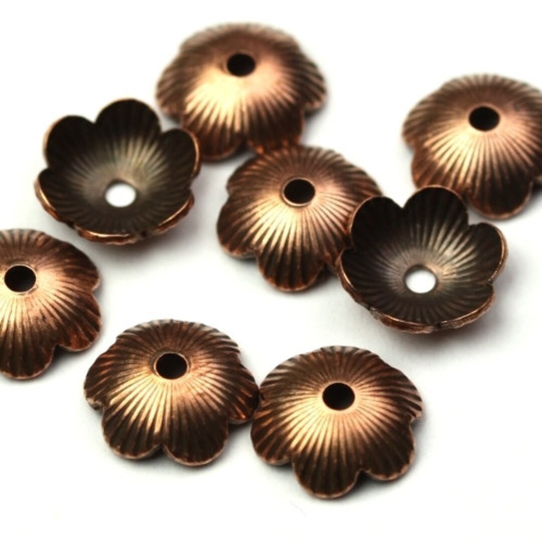 Bead Cap Ribbed Textured Copper Ox 8mm (4) FI596 - Etsy