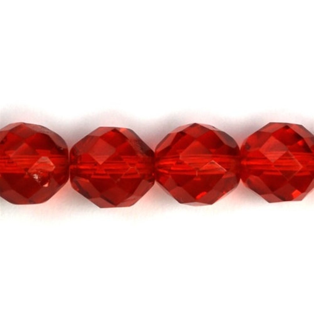 Perles de verre tchèques rondes à facettes polies au feu 10 mm Jacinthe ...