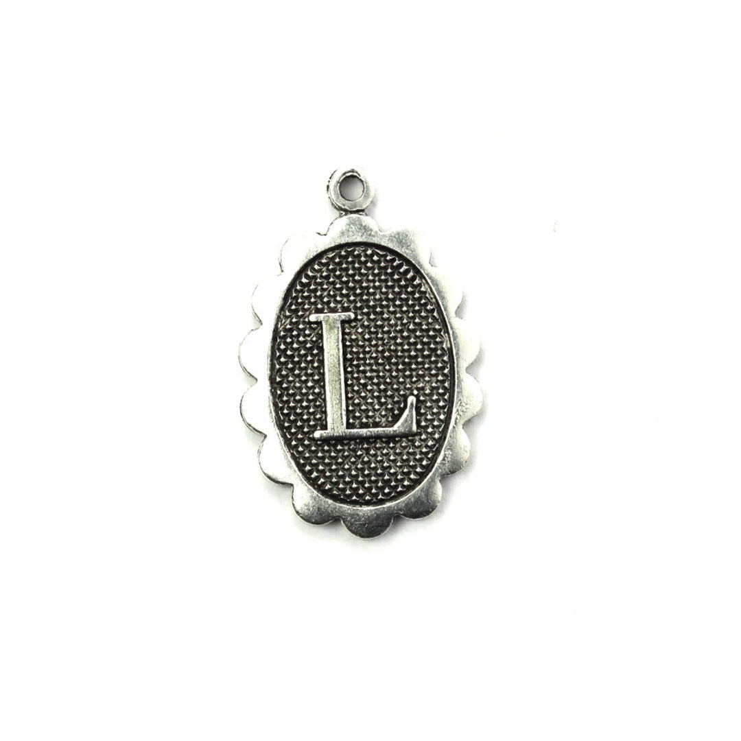 Letter L Initial Charm Scalloped Oval Silver Ox (2) CP313 - Etsy