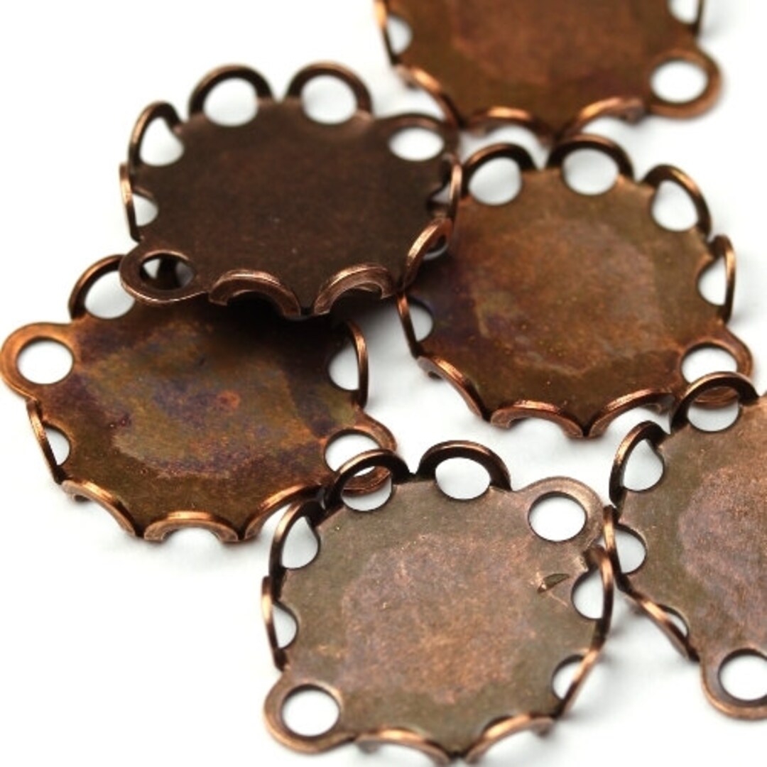 Lace Edge Settings 13mm Round 2 Loops - Copper Ox (6) FI590 - Etsy
