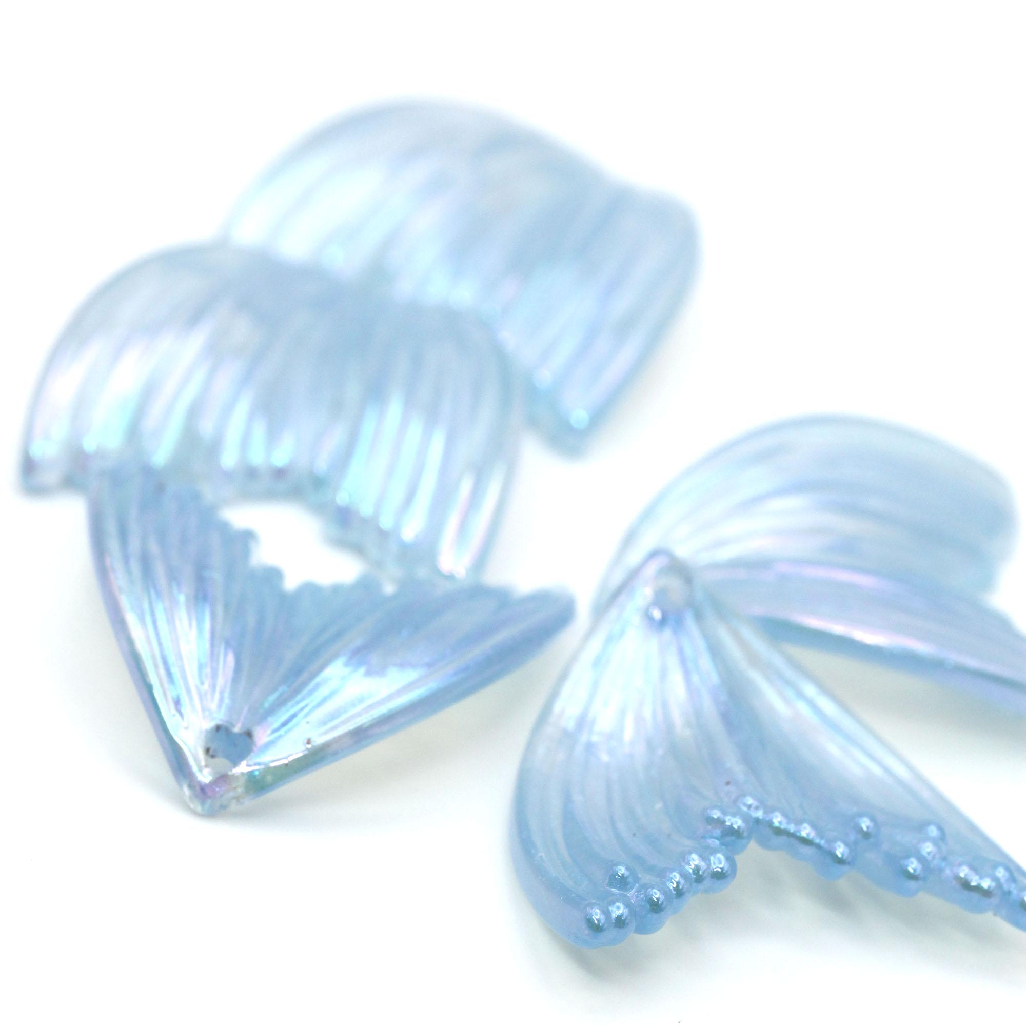 Iridescent Shimmer Mermaid Tail Beads Acrylic Pendant Drops Blue AB ...