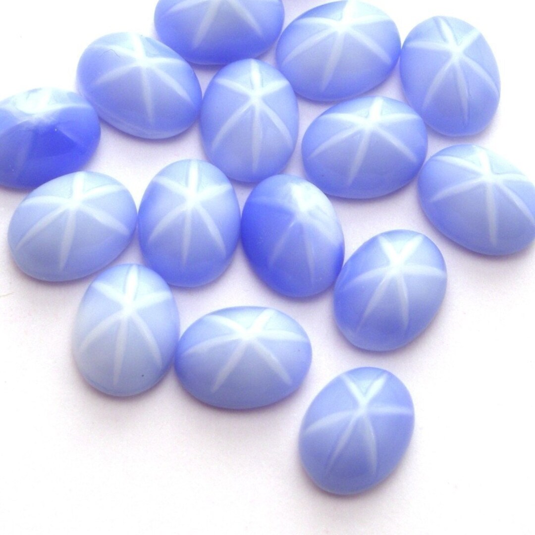 Vintage Glass Star Cabochon 8x6mm Oval Light Blue West German (8 ...