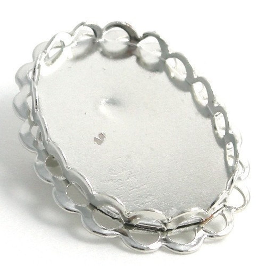 2 Vintage Brooch Lace Edge Setting Silver Plate 25x18mm VFI037 - Etsy