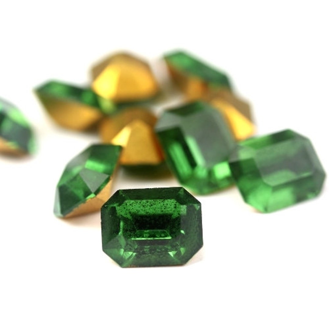 Vintage Swarovski Steine 10x8mm Octagon Gold Foiled Turmaline 4 VS058 ...