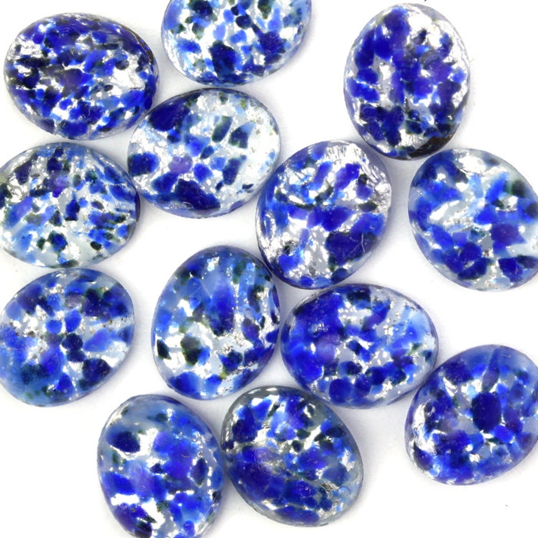 Glass Cabochons Czech 10x8mm Silver Blue Opal Oval 10/8 (2) GC082 - Etsy