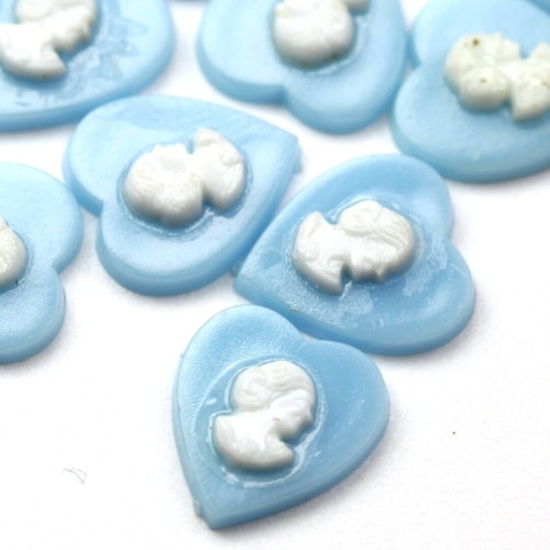 Vintage Plastic Cameo Small Heart Light Blue 9mm (10) VIC382 - Etsy New ...