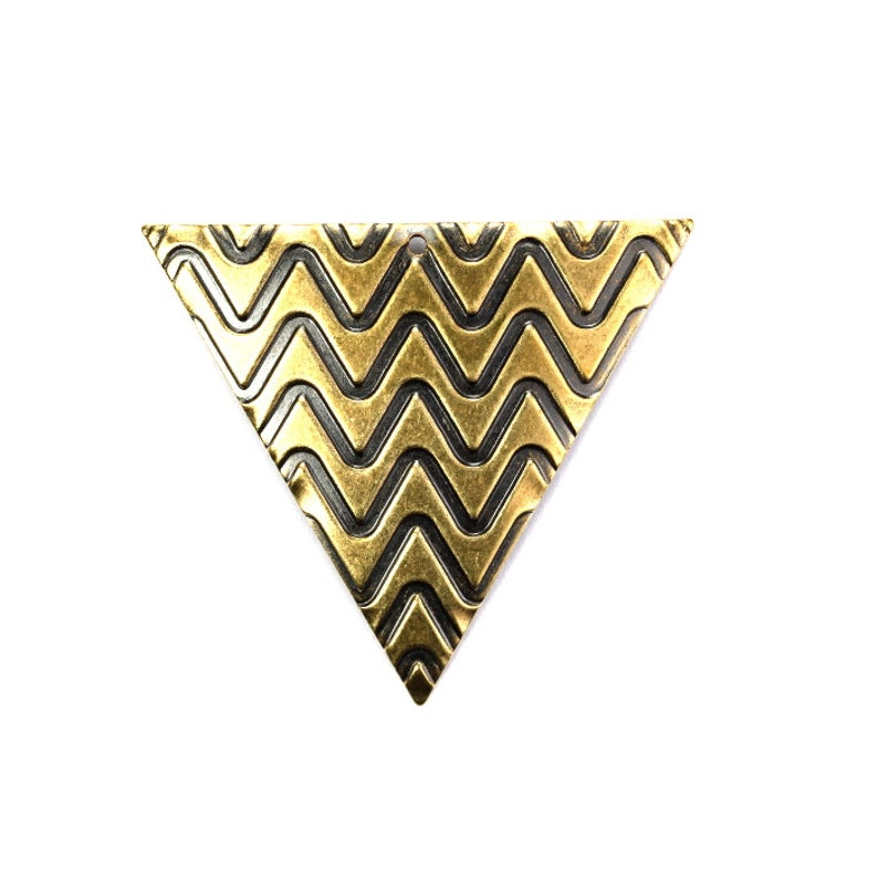 Triangle Chevron Pattern Large Charm or Pendant Brass Ox (4) CP290 - Etsy