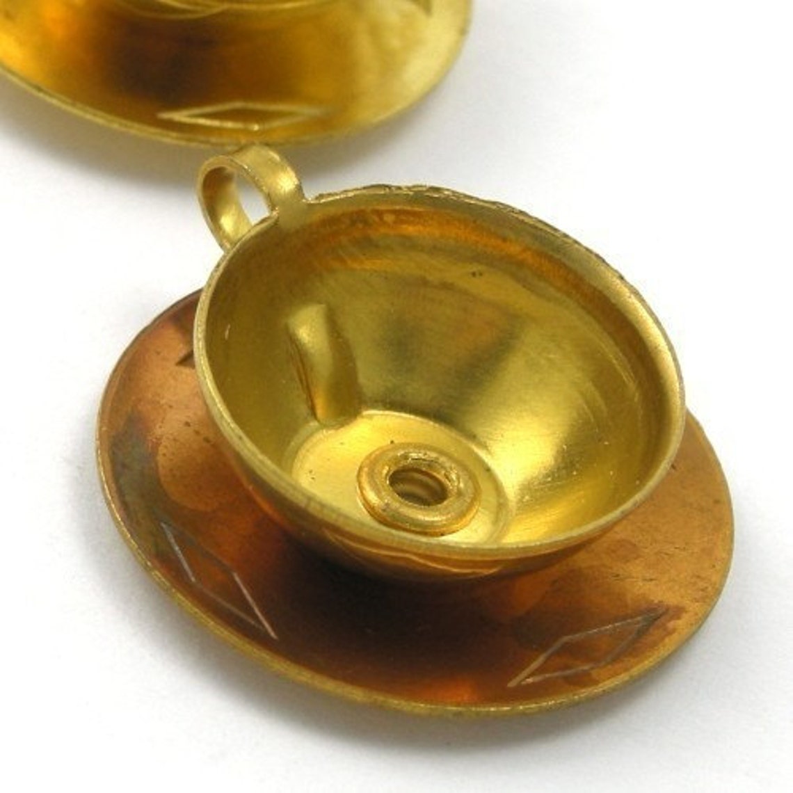 Raw Brass Tea Cup and Saucer Coffee Charm (2) CP012 - Etsy