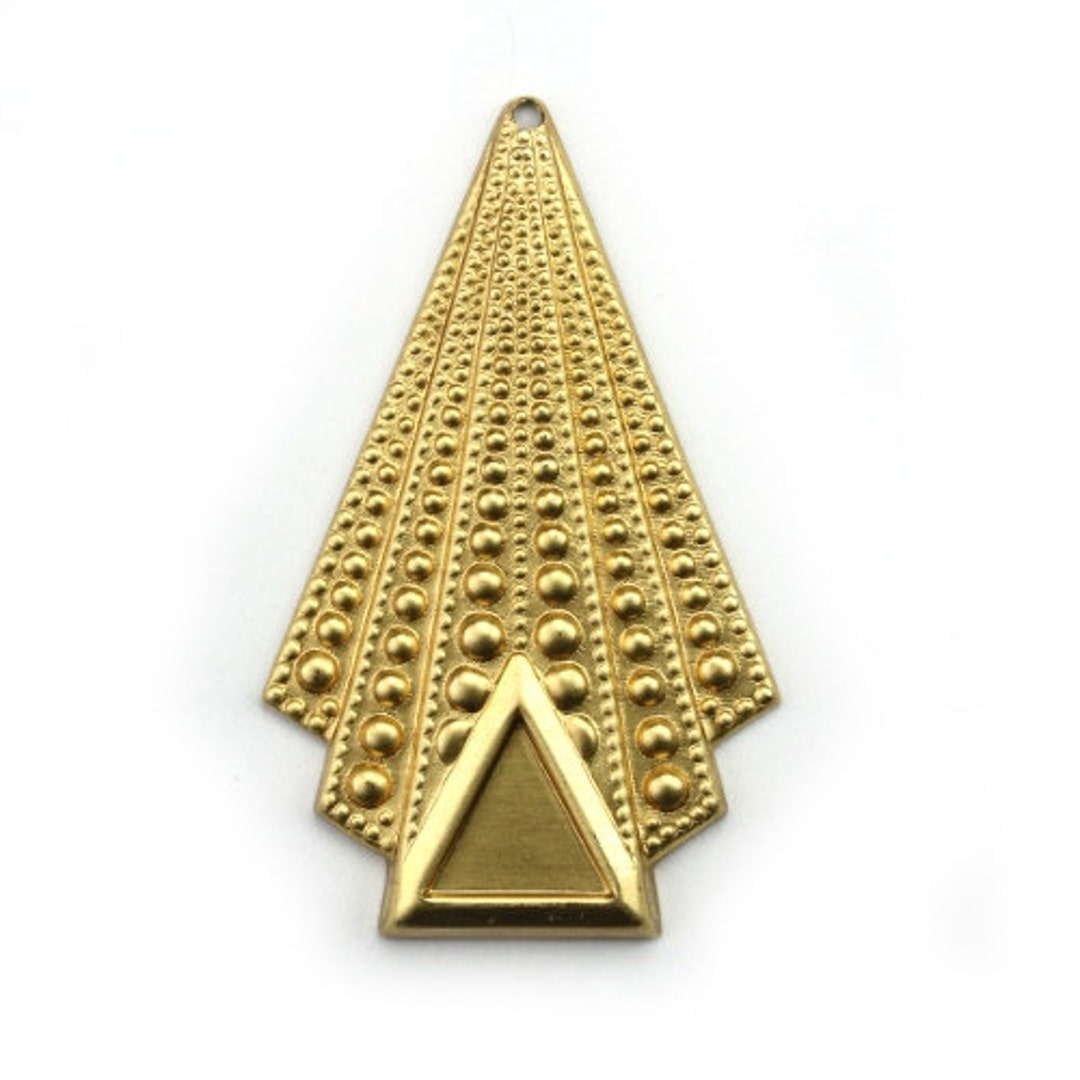 Setting 9mm Triangle Beaded Layered Triangles Art Deco Raw Brass (3 ...