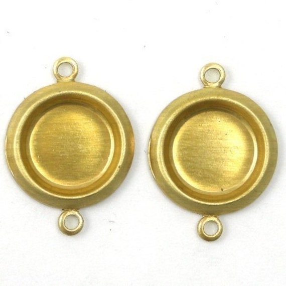 Rolled Edge Raw Brass Stampings 8mm Round Setting 2 Loops 8 | Etsy