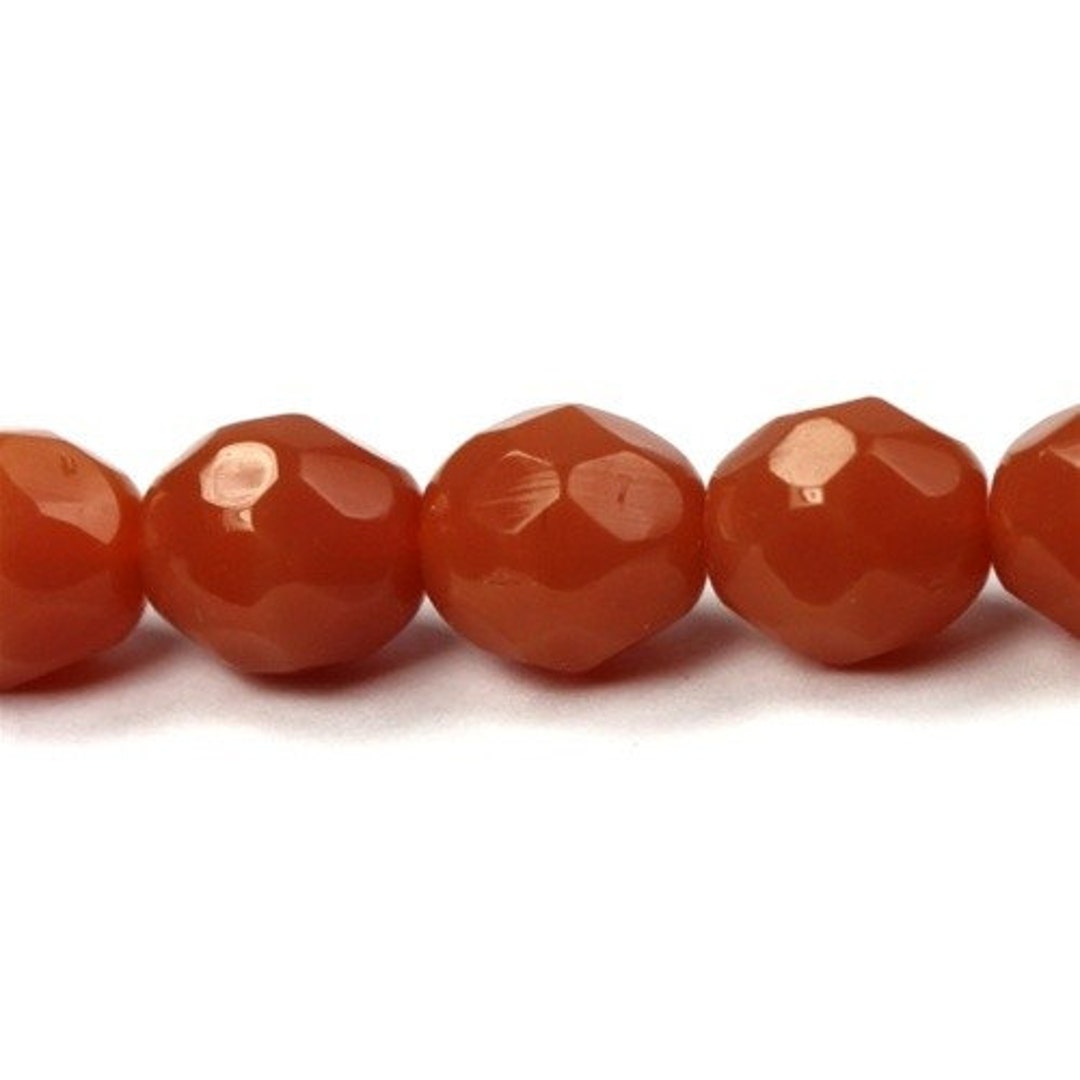 Böhmische Glasperlen Feuerpoliert Facettiert Rund 8mm Milky Caramel 25 ...