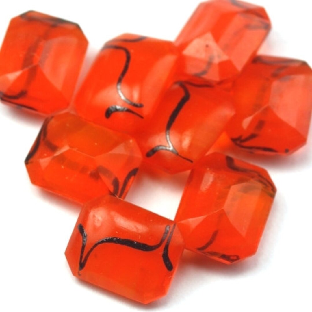 Vintage Glass Stones Octagon 10x8mm Orange and Black (8) VGC270 - Etsy
