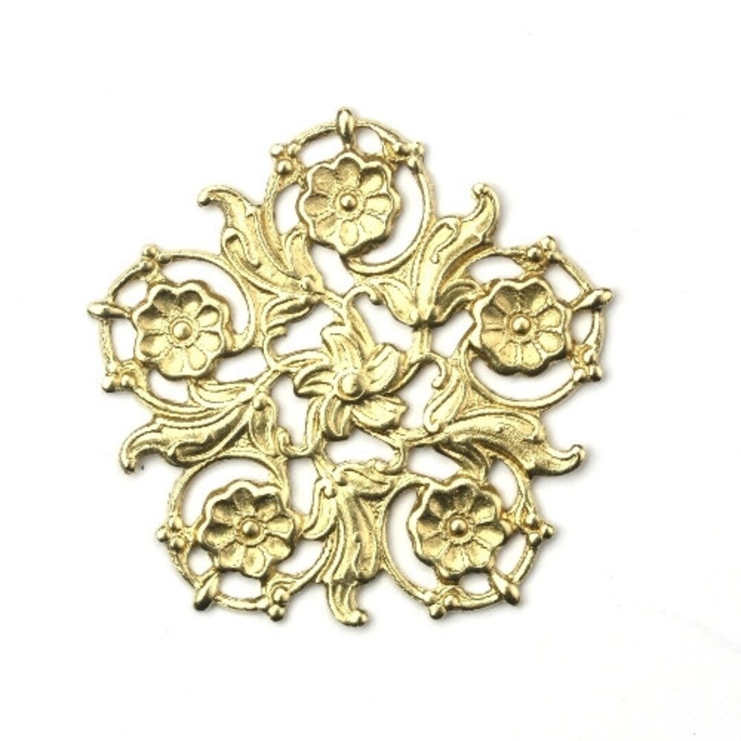 Stampings Floral Filigree Ornate Flower Details Raw Brass 31mm (1 ...
