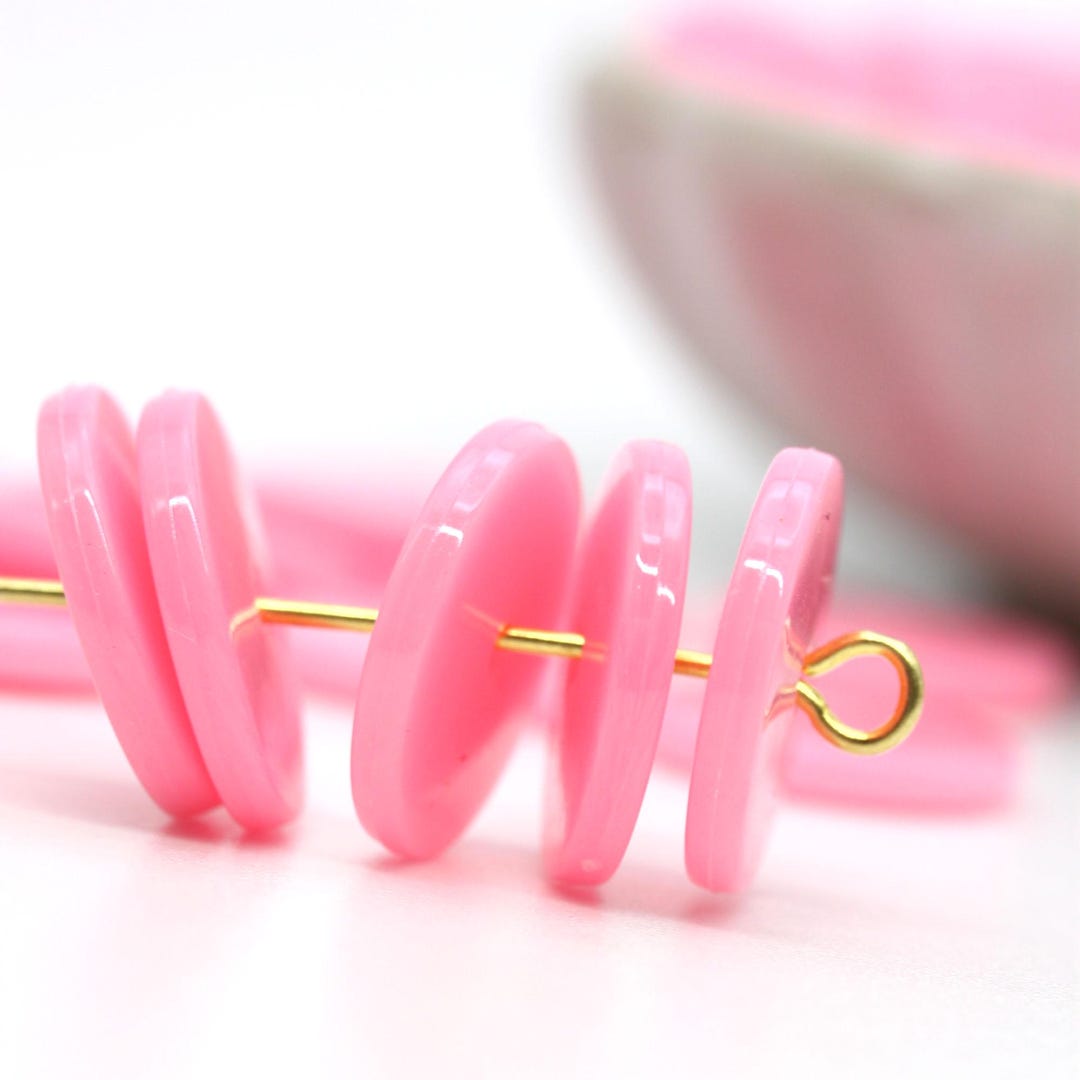 Vintage Lucite Disc Beads Bubblegum Pink Spacers 14mm Saucer Rondelle ...