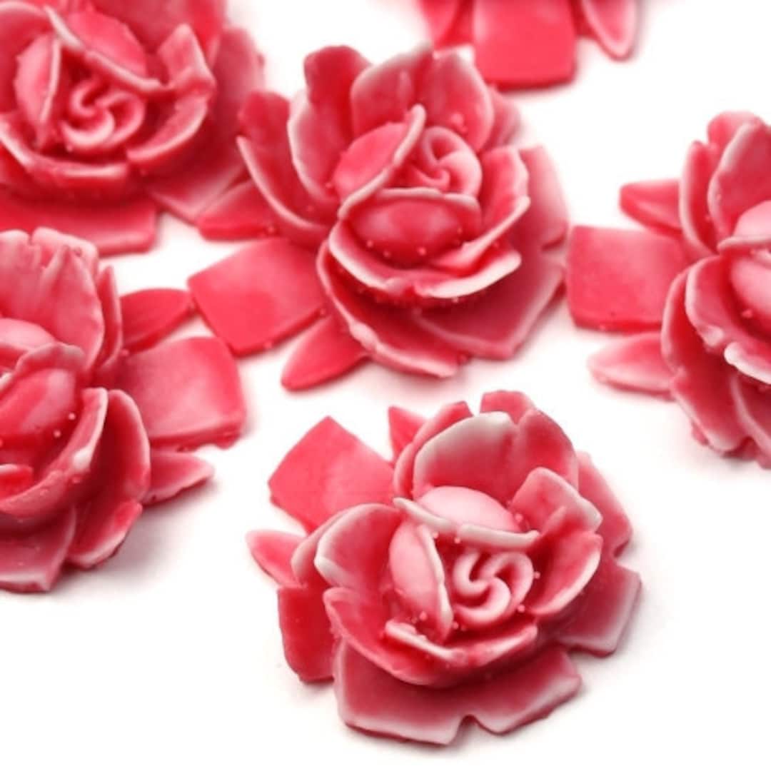 Cabochons roses en résine de style vintage 18 mm rose foncé et blanc 4 ...