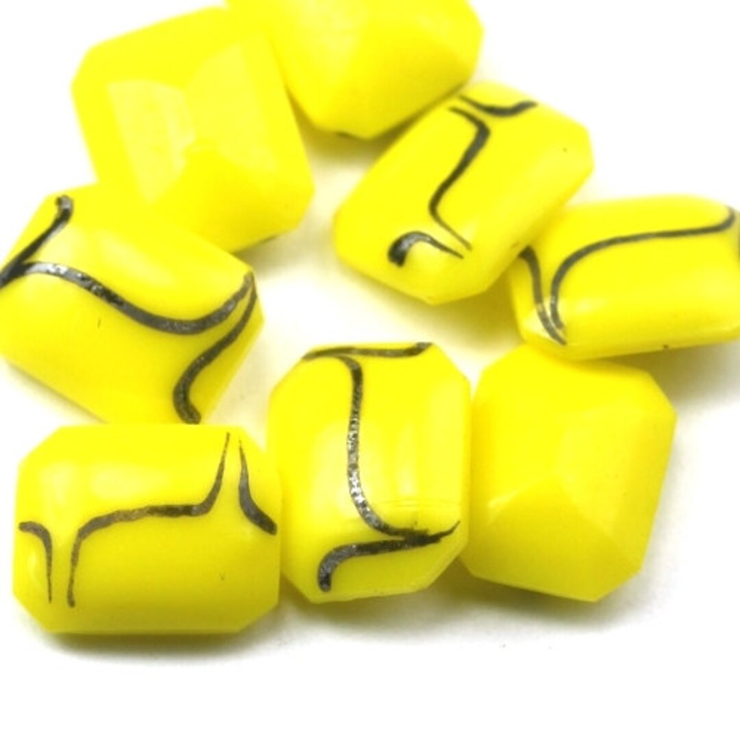 Vintage Glass Stones Octagon 10x8mm Yellow and Black (8) VGC269 - Etsy