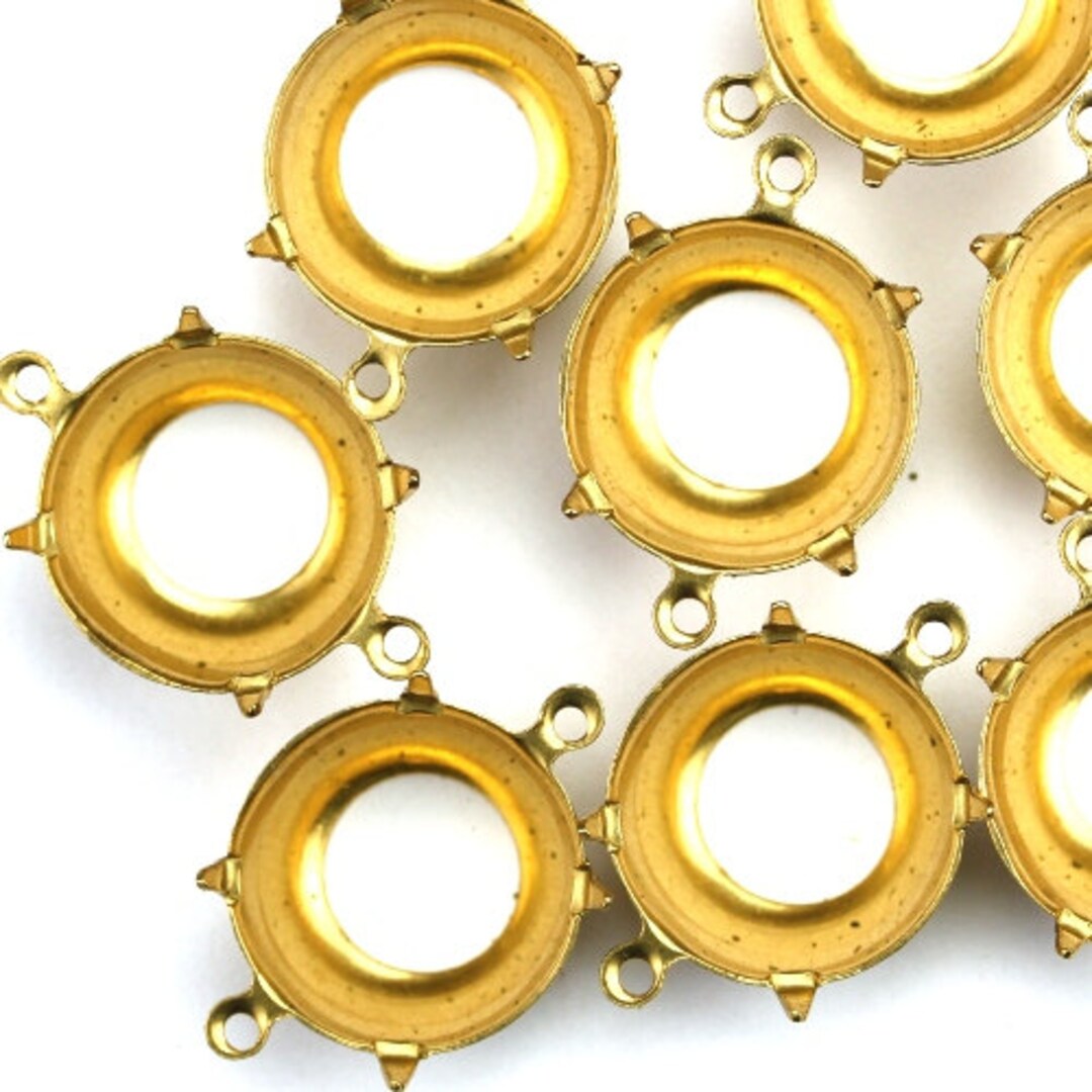 Prong Settings Round Raw Brass 15mm 60SS Open Back 2 Ring (6) FI783 - Etsy