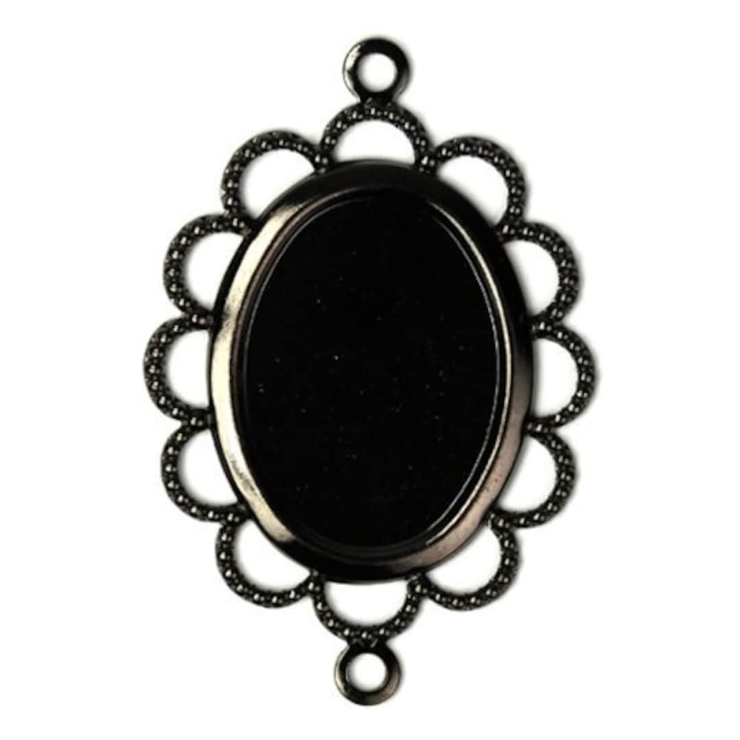 Filigrane 18x13mm Oval Setting 2 Ösen Gunmetall Cabochon Bezel 3 FI409 ...