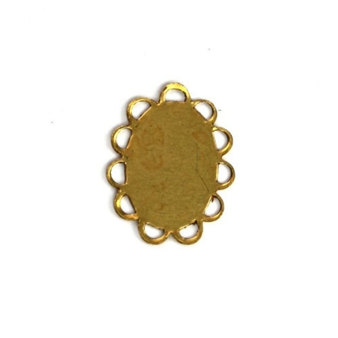 Cameo oder Cabochon Fassungen 14x10mm Flach Oval Lace Edge Raw Brass 10 ...