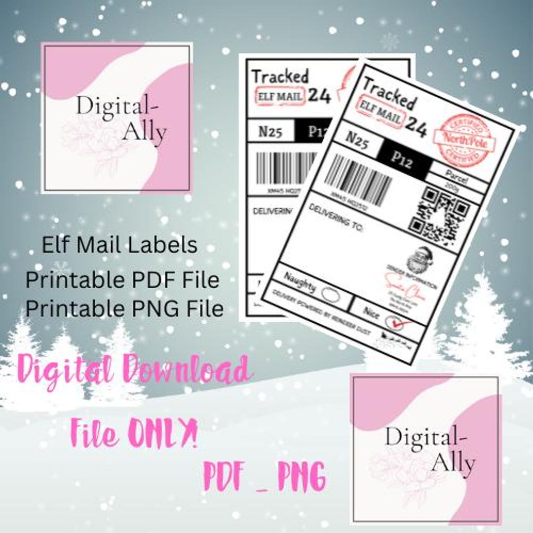 Elf Mail Label, Christmas Label , Personalised Label, Digital Download ...