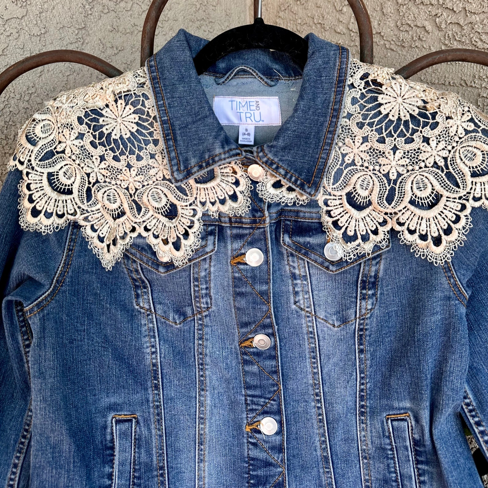VICTORIAN COWGIRL Reworked Denim Jean Jacket Has Vintage Trim, Lace and ...