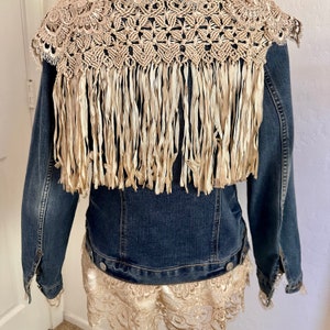 VICTORIAN COWGIRL Reworked Denim Jean Jacket Has Vintage Trim, Lace and ...
