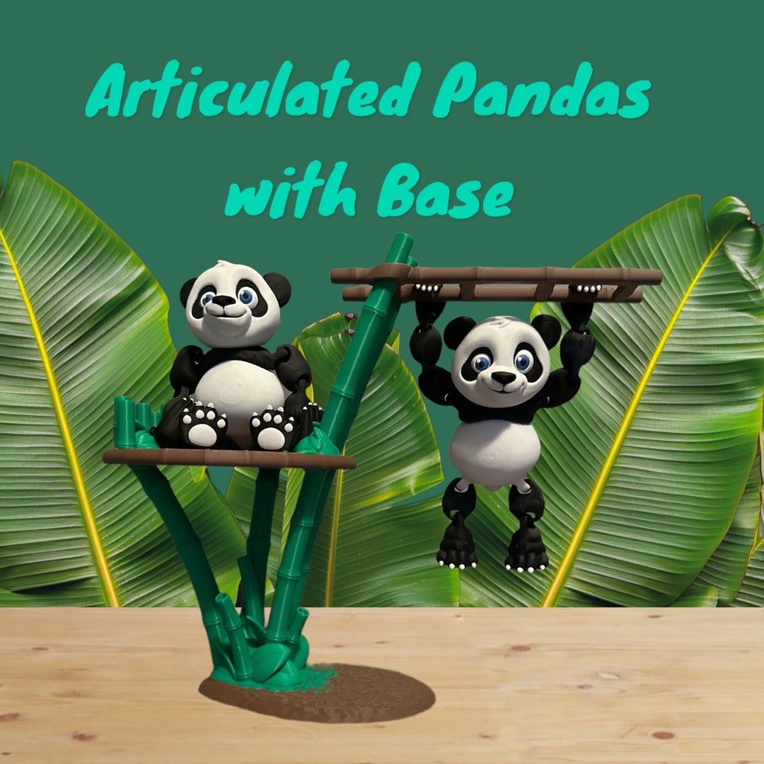 Articulated Pandas With Tree Stand - Etsy