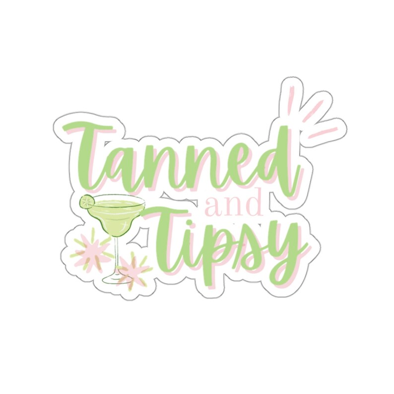 Tanned and Tipsy Kiss-cut Stickers, Beach Summer Cute Sticker, Perfect ...