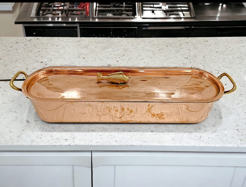 Red Copper Fish Pan With Lid | Antique Moroccan Copper Cookware ...
