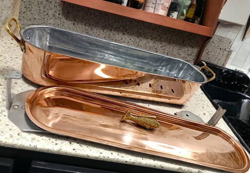 Red Copper Fish Pan With Lid | Antique Moroccan Copper Cookware ...