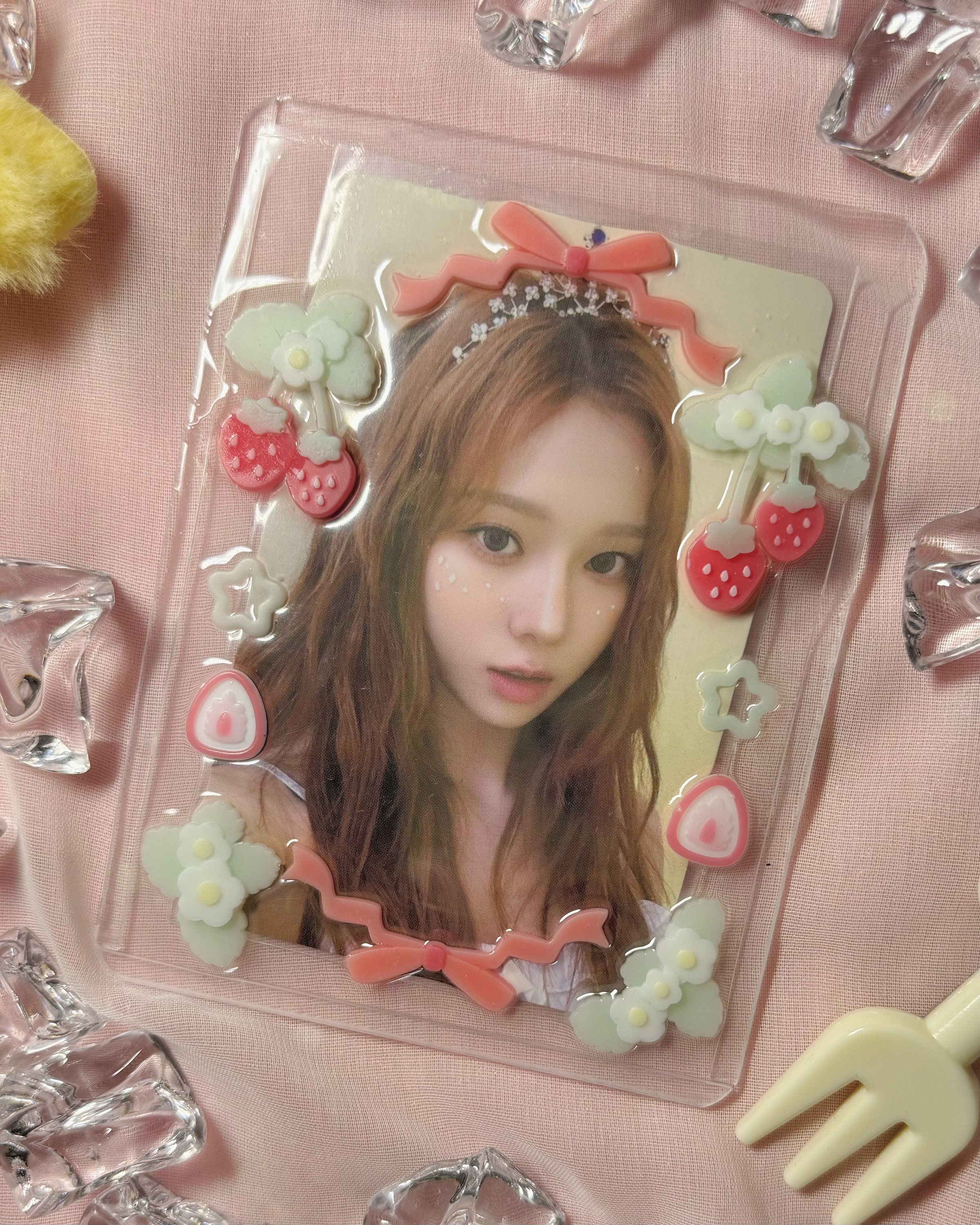 Custom Decorated Toploader Cute Strawberry Photocard Holder Aesthetic ...