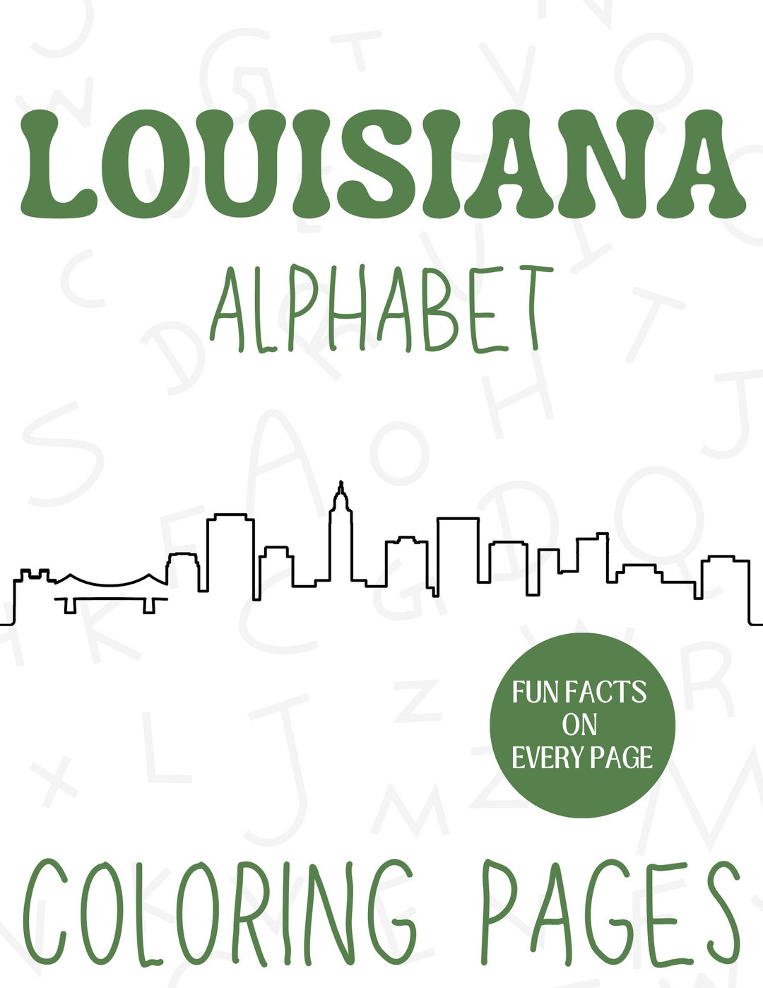 LOUISIANA Alphabet Coloring Pages Book School Summer Learning Education ...