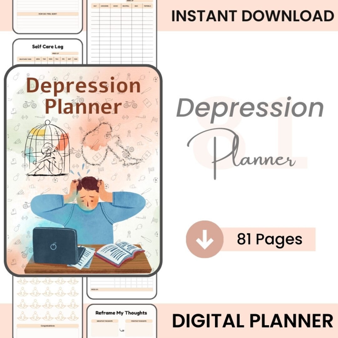 Depression Planner / Therapy / Wellness / Mental Health / Digital ...