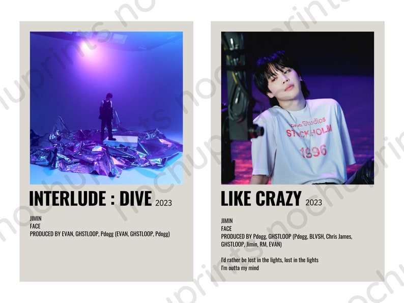 Jimin FACE Album Poster Set set of 8 Digital Download Minimalist Wall ...