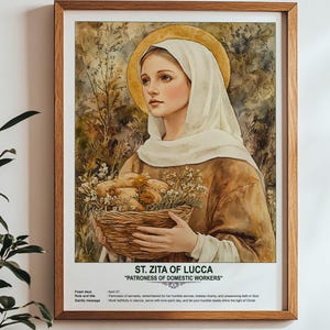 St. Zita of Lucca, Sacred Art, Religious Wall Art for Families, Patron ...